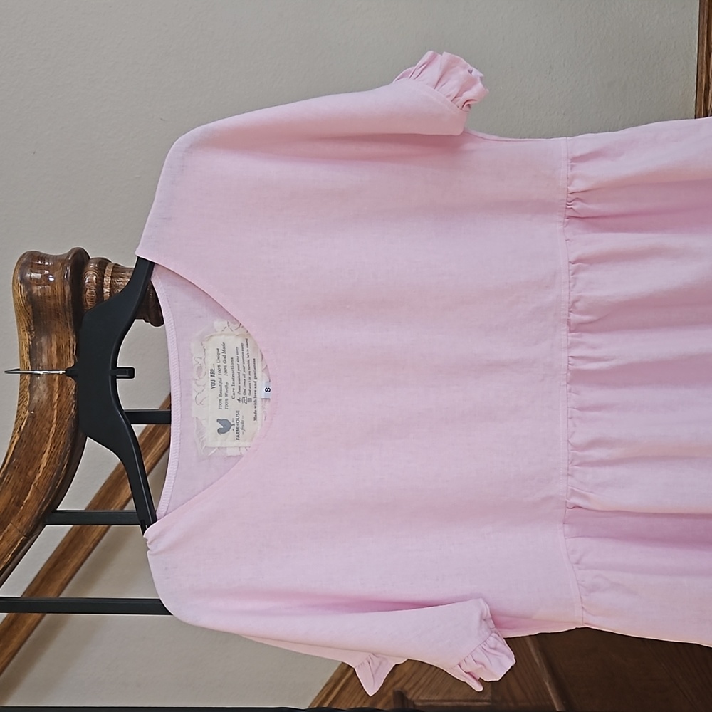 Farmhouse Frocks Pink Linen Dress - Gem